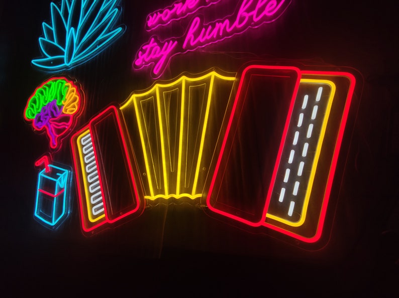 Accordion Neon Sign, Keyboard Instrument Led Light, Music Teacher Gift ...