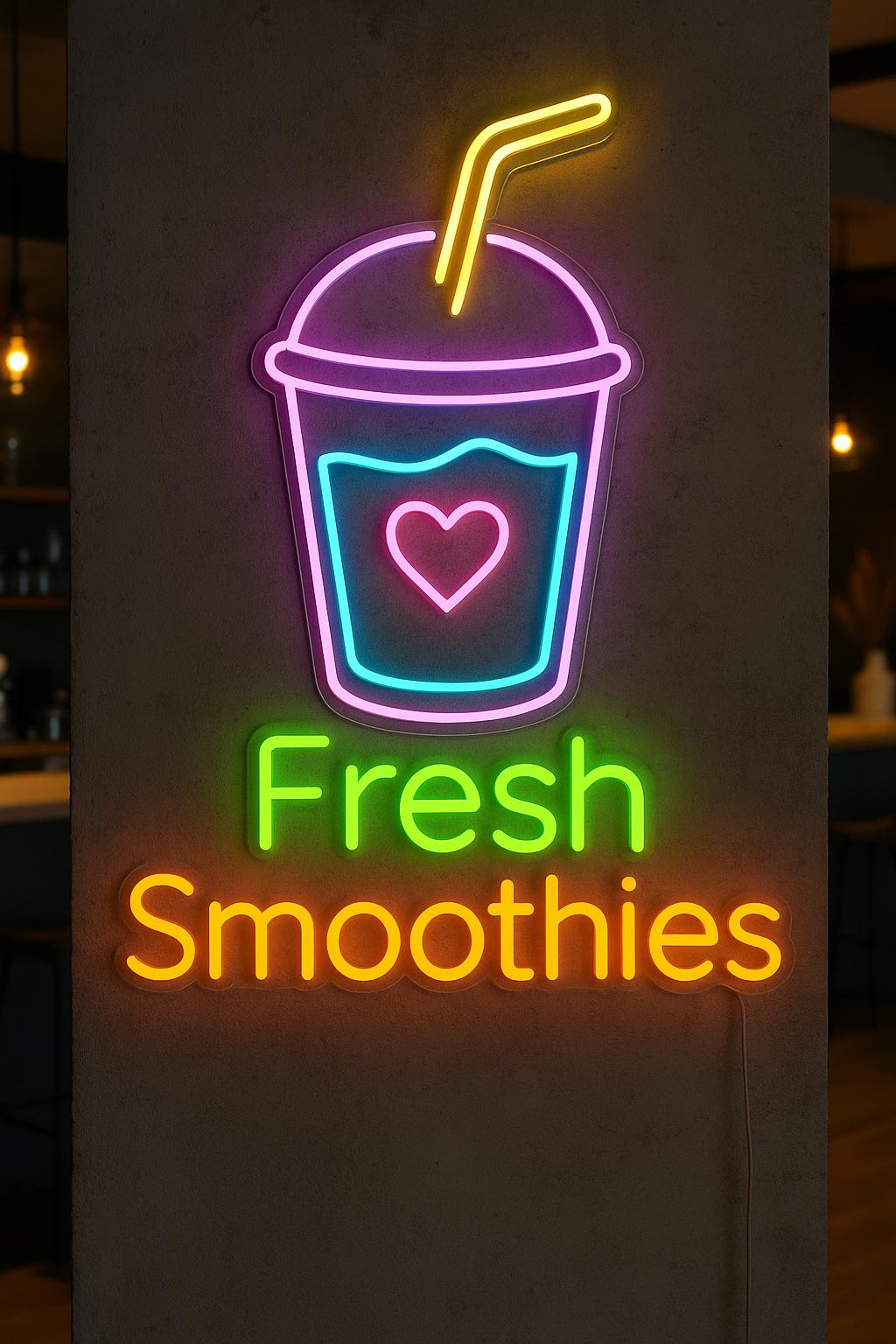 Fresh Smoothies Neon Sign. Smoothie LED Decor. Fresh Bar Neon Sign ...