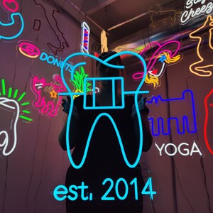 Tooth With a Brace Neon Sign, Teeth Braces Led Neon, Dental Braces Led ...