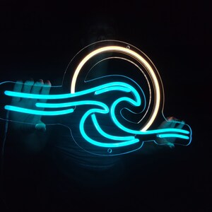 Sun Behind Waves Neon Sign, Sunset Neon Light, Sunrise Led Light ...
