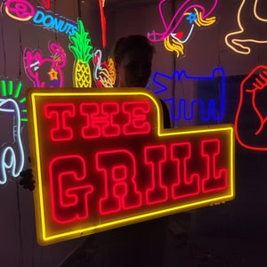 The Grill Neon Sign. Custom Led Neon Sign. Your Cafe Light Sign. Your ...