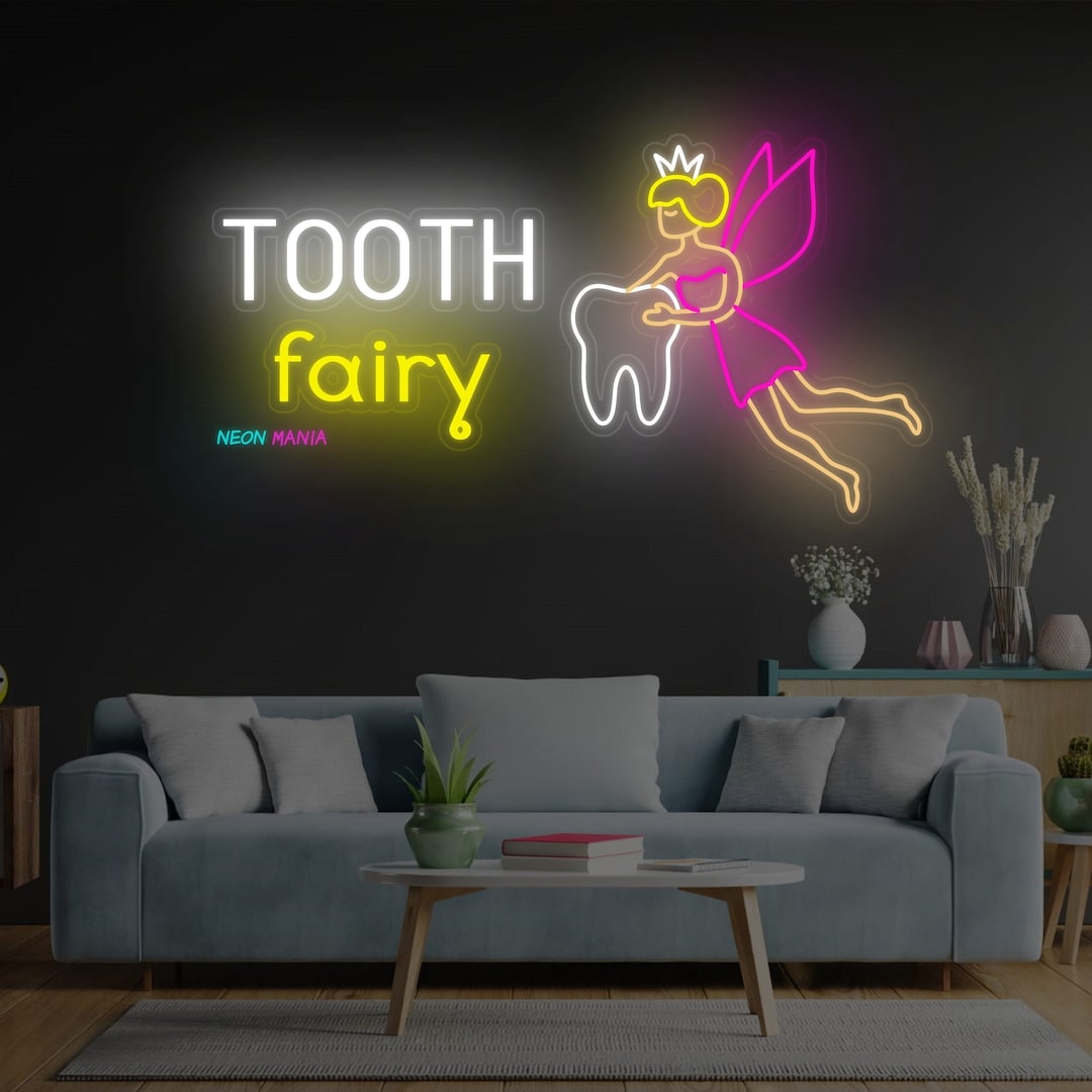 Tooth Fairy Neon Sign, White Molar Led Neon, Medicine Led Light ...