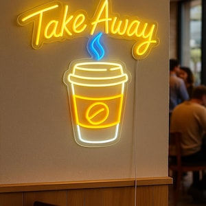 Take Away Neon Sign. Cafe LED Decor. Restaurant Neon Decor. Food ...
