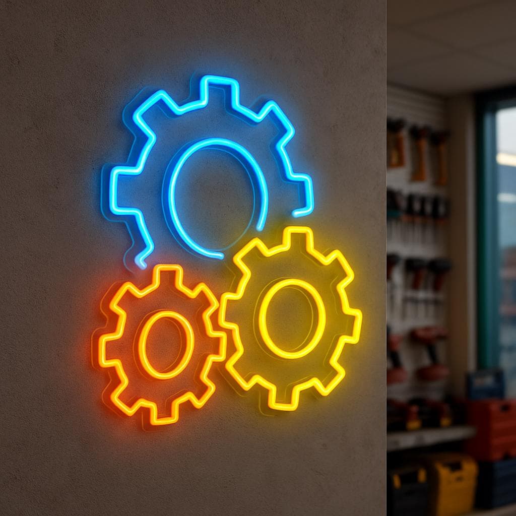Gear Neon Sign. LED Tool Shop Decor. Mechanics Neon Decor. - Etsy