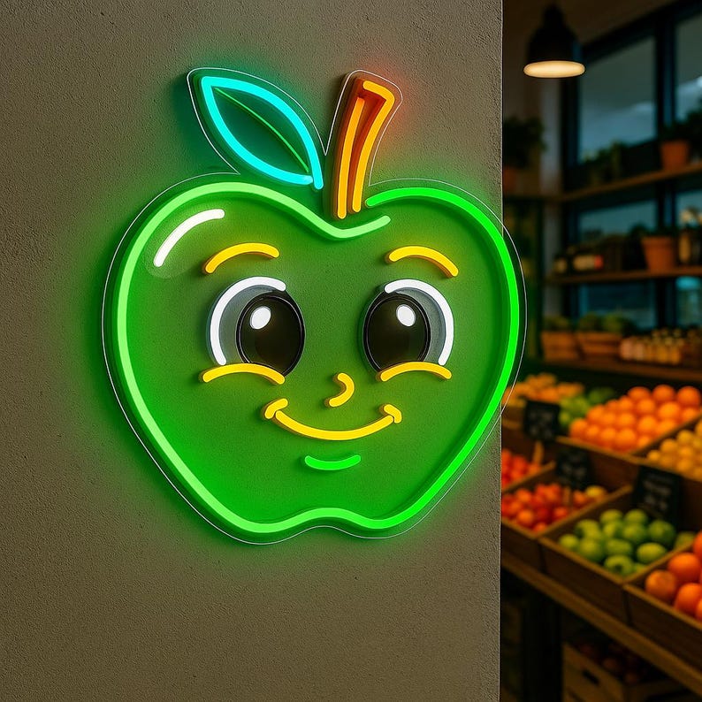 Apple Neon Sign. LED Fruit Shop Decor. Fruit Light Sign - Etsy