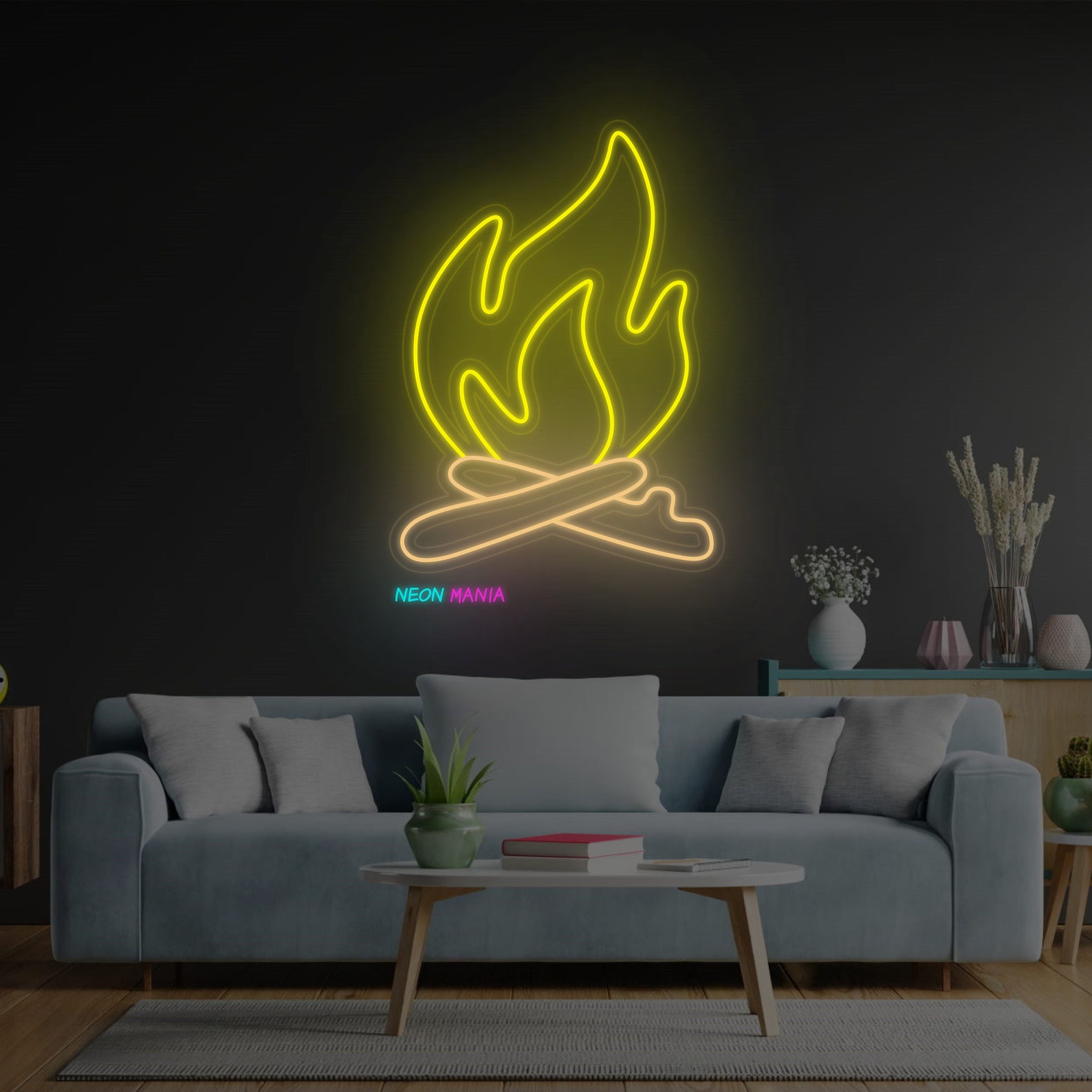 Fire Flame Neon Sign Flame Led Light Sign Custom Fire Room - Etsy