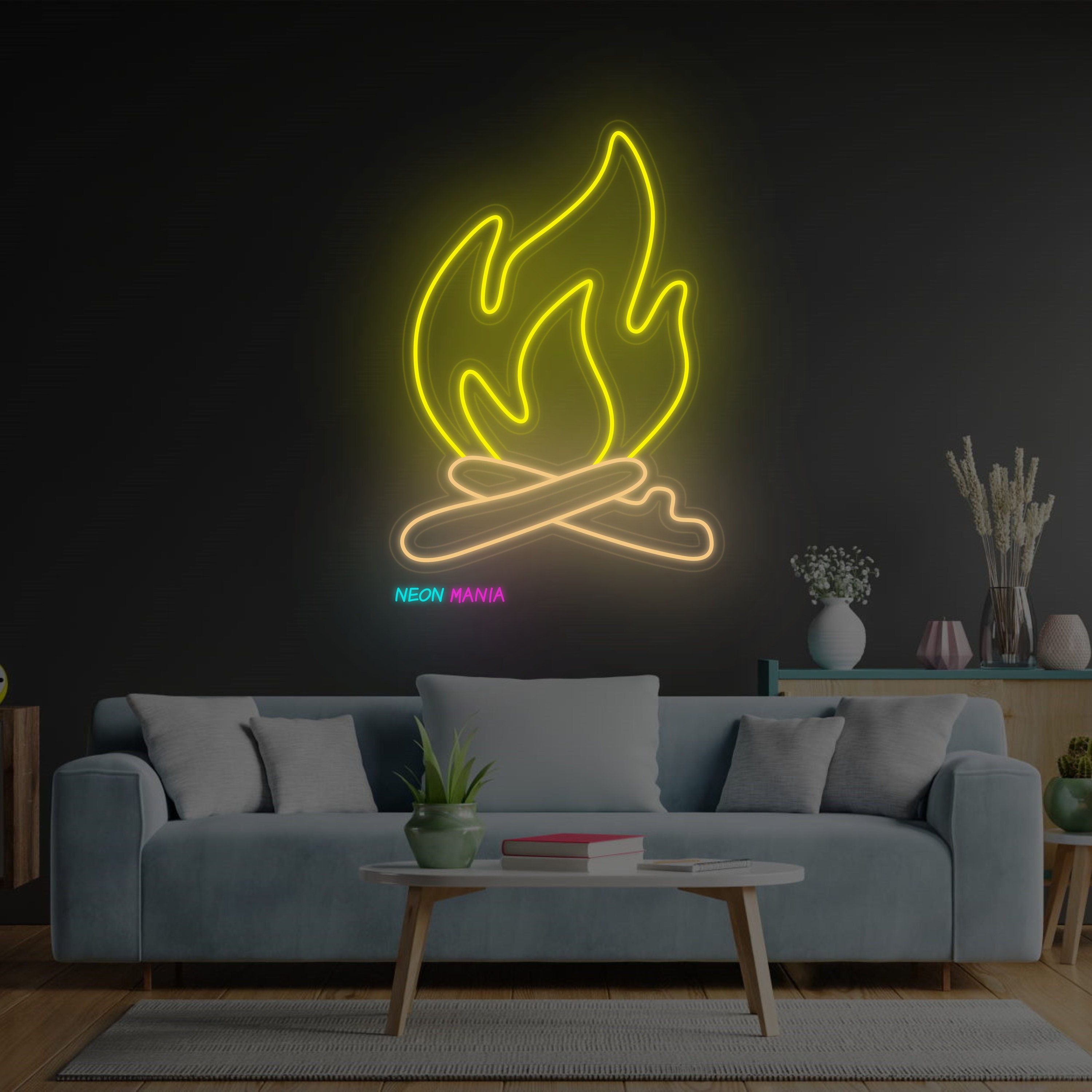 Fire Flame Neon Sign Flame Led Light Sign Custom Fire Room - Etsy