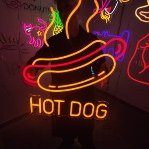 Hot Dog Neon Sign, Fast Food Led Neon, Street Food Led Lights, Hot Dog ...