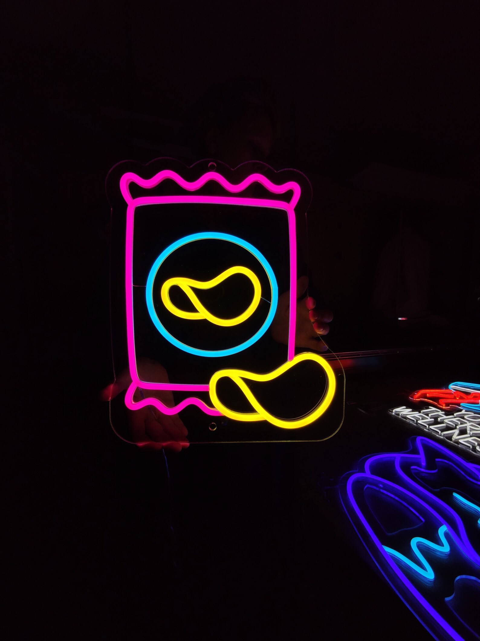 Chips Neon Sign Crisps Led Light Potato Chips Bag Neon - Etsy
