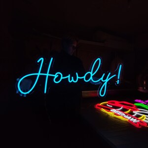 Howdy Neon Sign, Hello Sign, Western Led Sign, North American Greeting ...