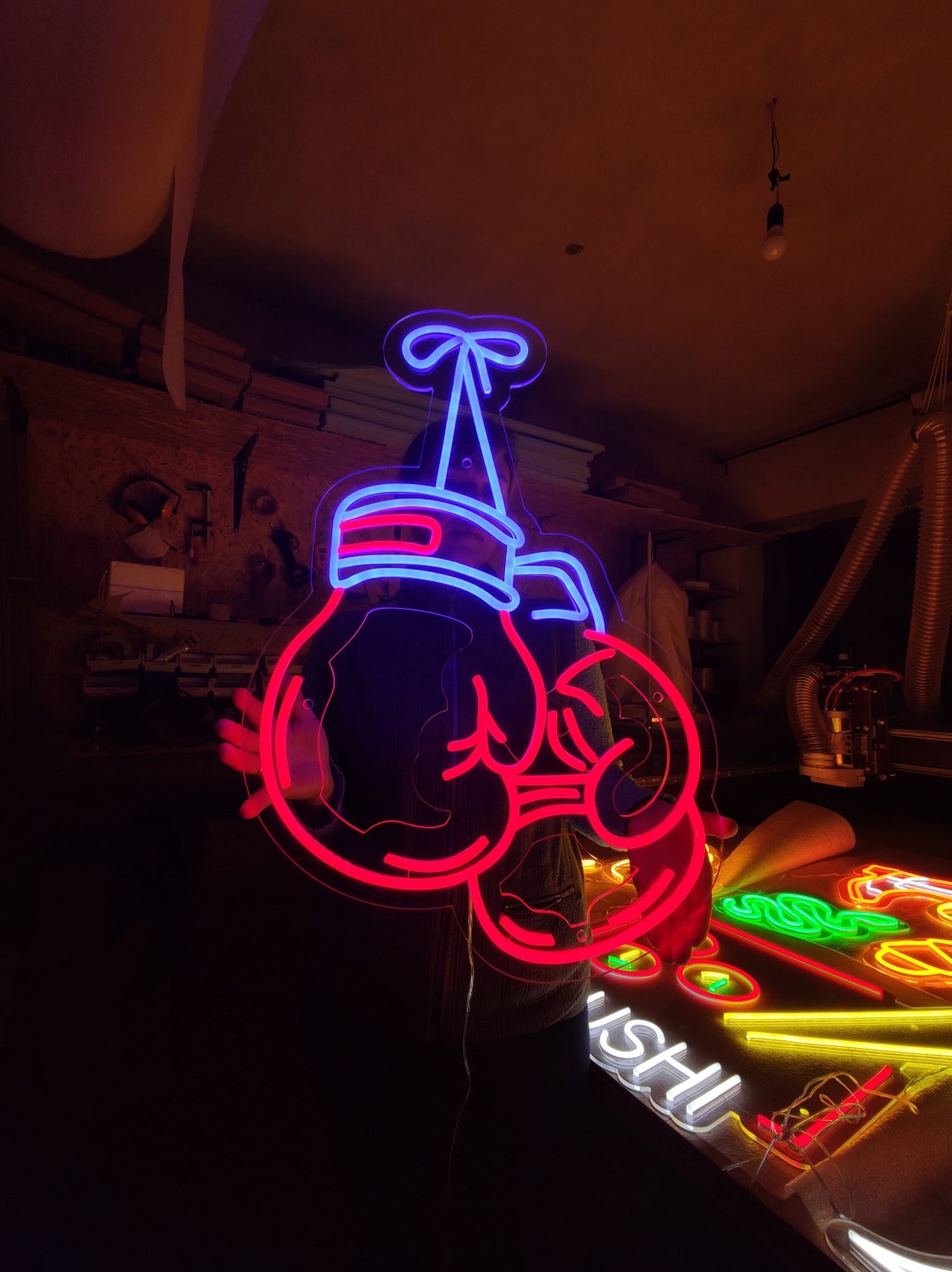 Boxing Gloves Neon Sign, Mitt Led Sign, Mitten Led Light, Custom Neon ...