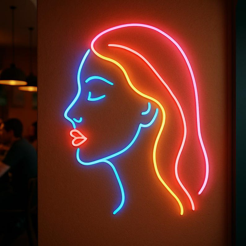 Cosmetology Salons Neon Sign. Wellness Centers Light. Girl With Flower ...