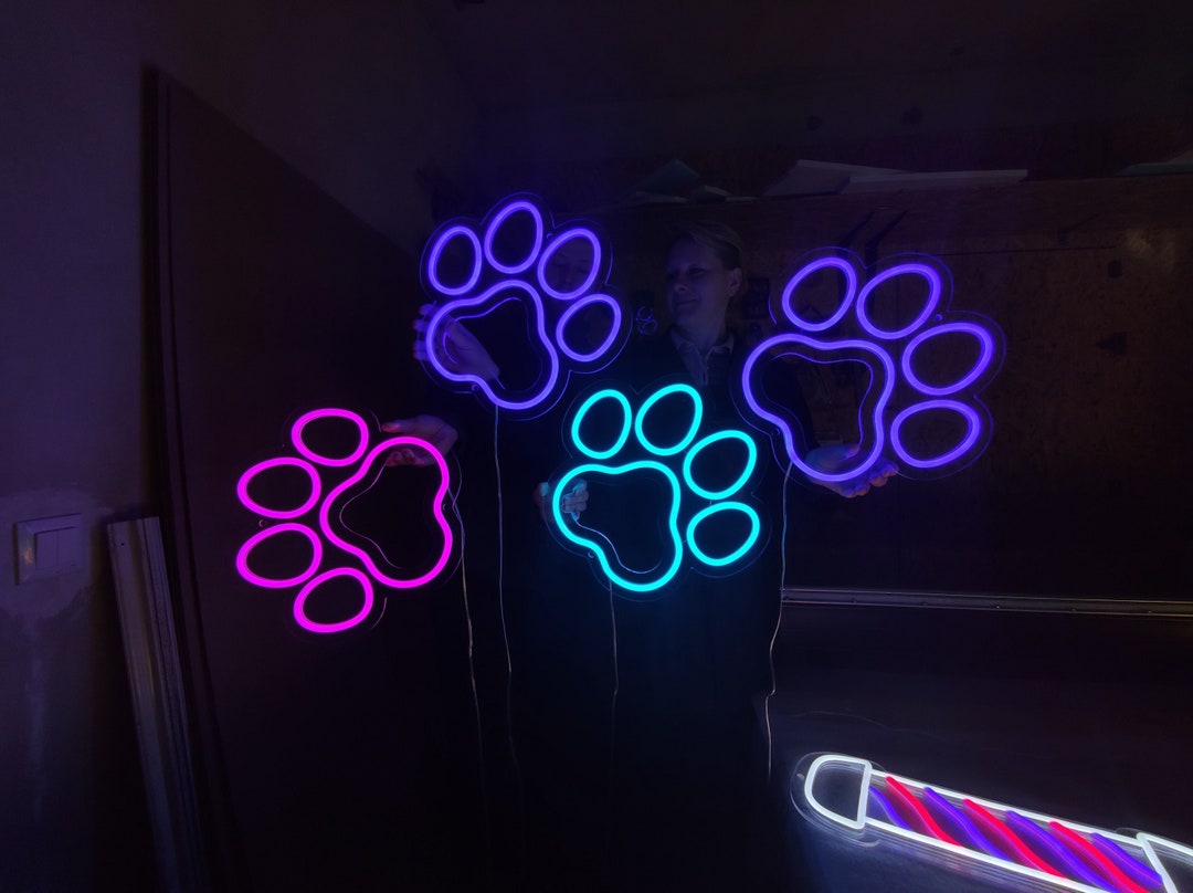 Paw Neon Sign, Dogs Paw Neon Light, Custom Cats Paw Led Sign, Pet Led ...