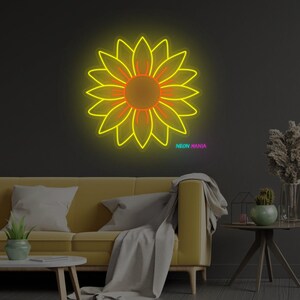 Sunflower Neon Sign: the Perfect Flower Home Decor - Etsy