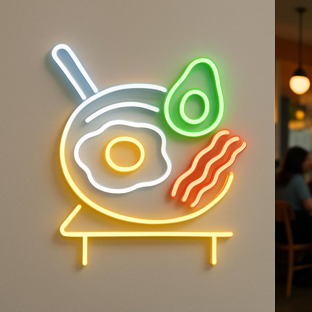 Breakfast Cafe Neon Sign. Cafe Light. Dish Led Sign. Breakfast Neon ...