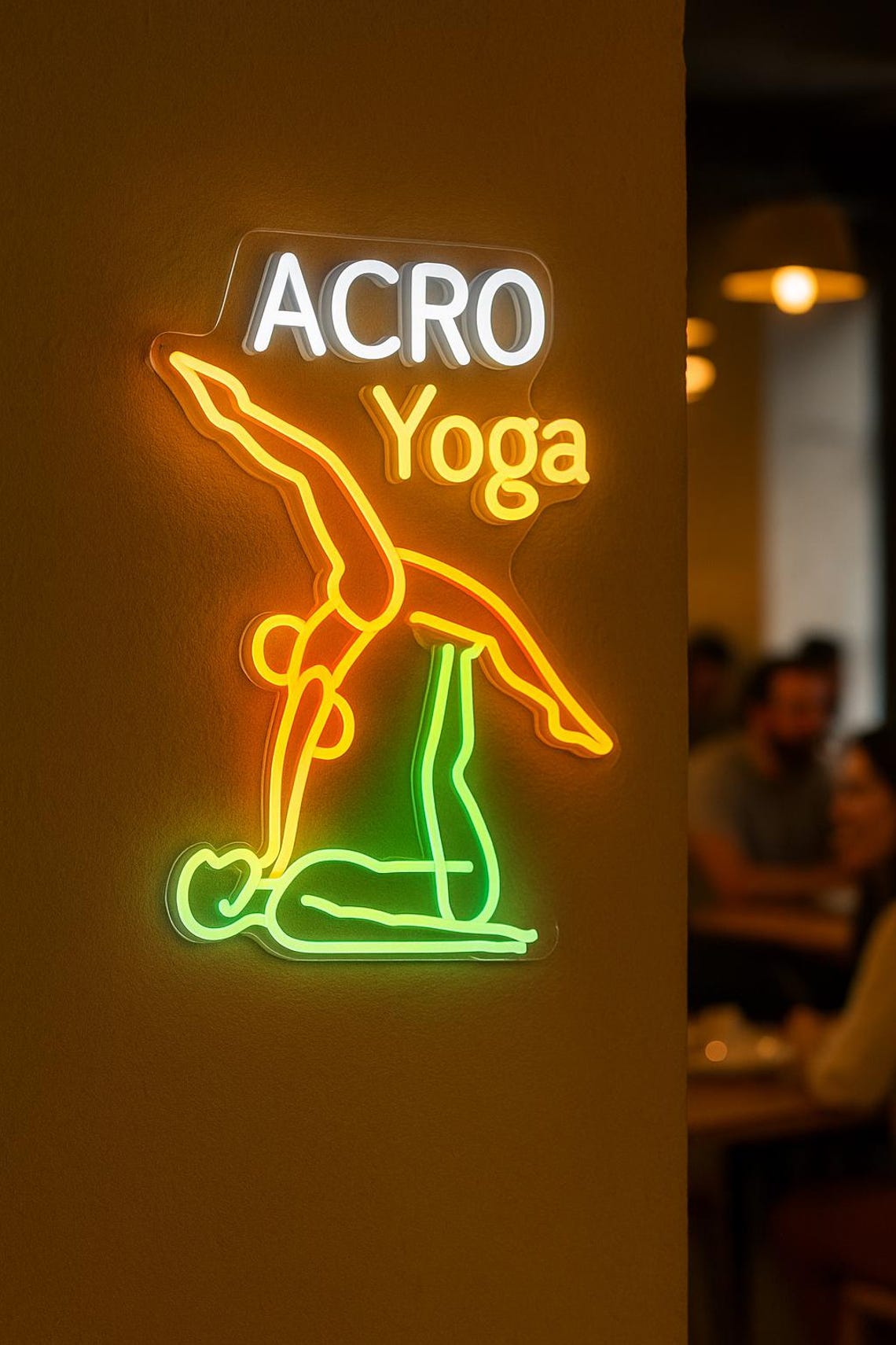 Acro Yoga Neon Sign. Man and Woman Performing Aerial Exercises LED ...