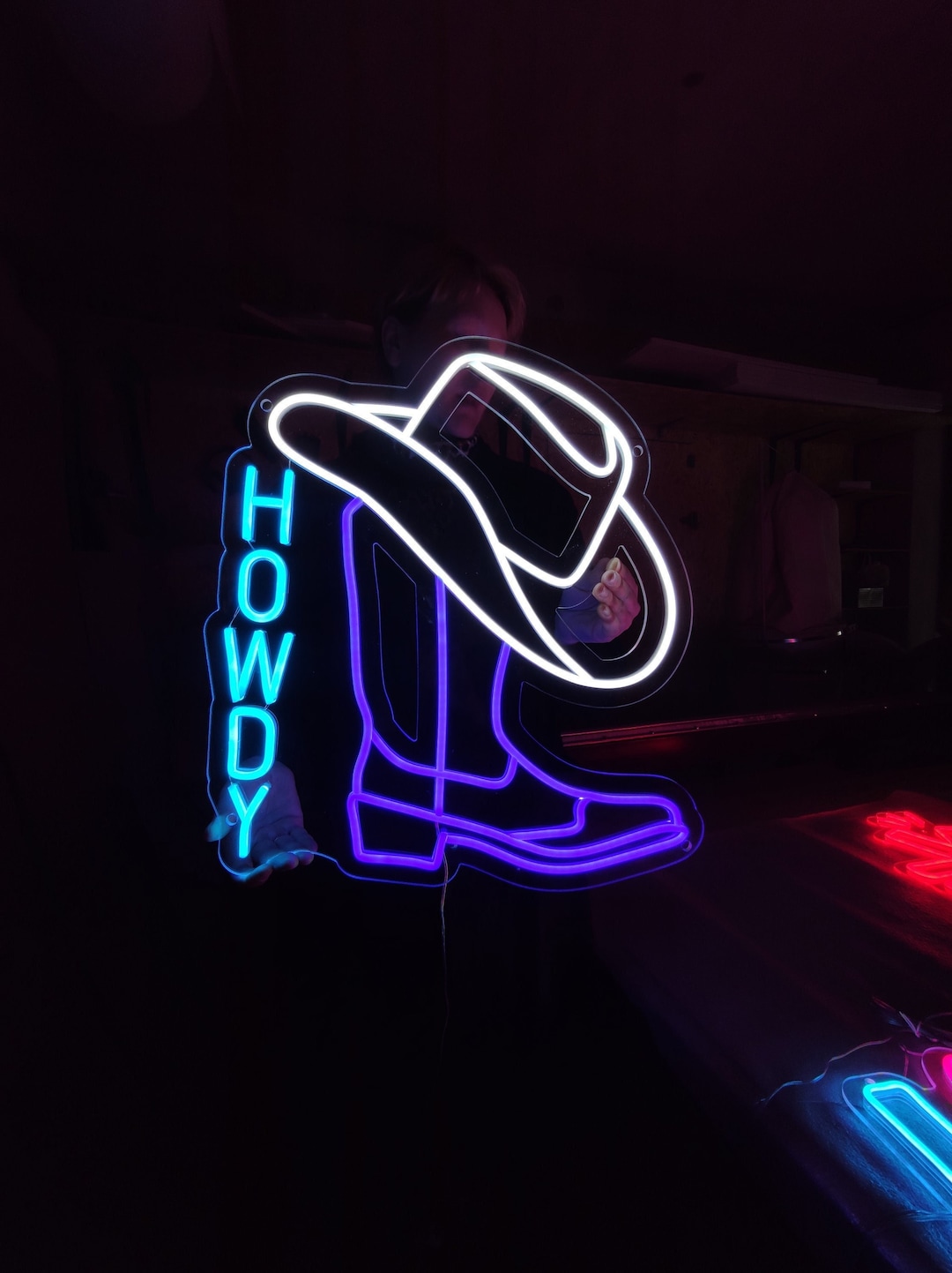 Cowboy Boot Neon Sign, Cowboy Hat Light Sign, Cowboy Shoe Led Neon ...