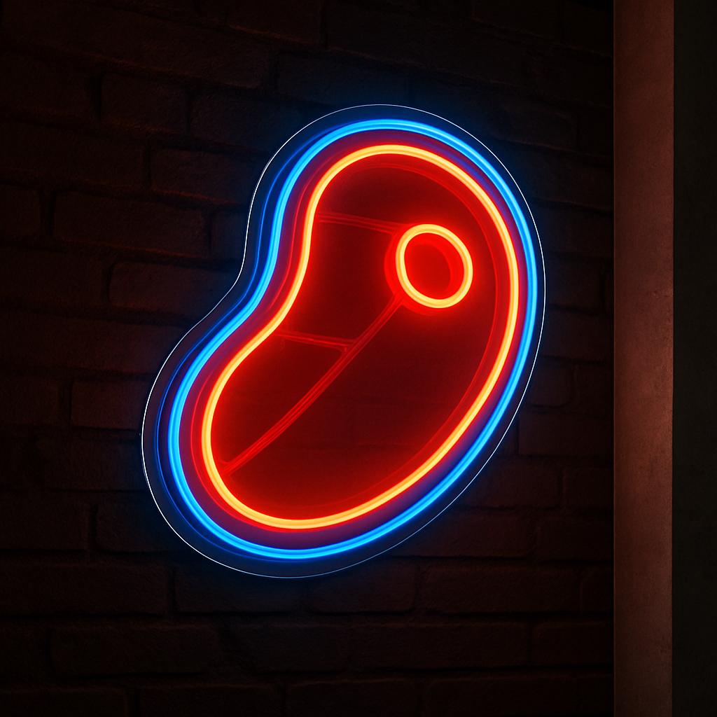 Meat Steak Neon Sign, BBQ Led Neon Sign, Custom Steak House Led Bespoke ...