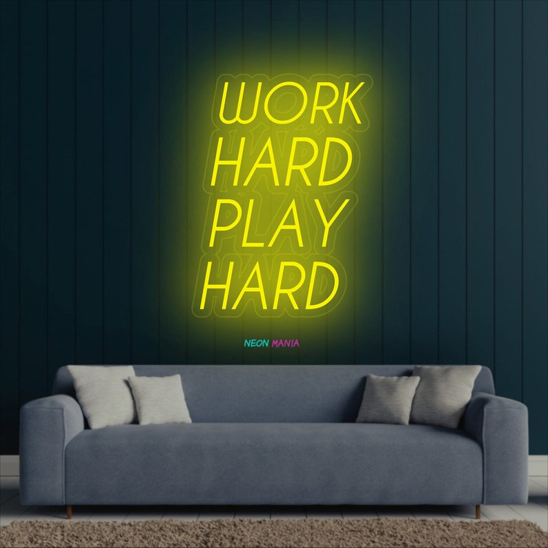 Work Hard Neon Sign Play Hard Neon Sign Custon Text Led | Etsy