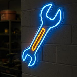 Wrench Neon Sign. Gear Wrench Led Light. Repair Service Light Sign ...