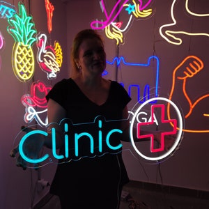 Clinic Neon Sign, Medical Cross Neon Led, Medicine Led Neon, Sign for ...