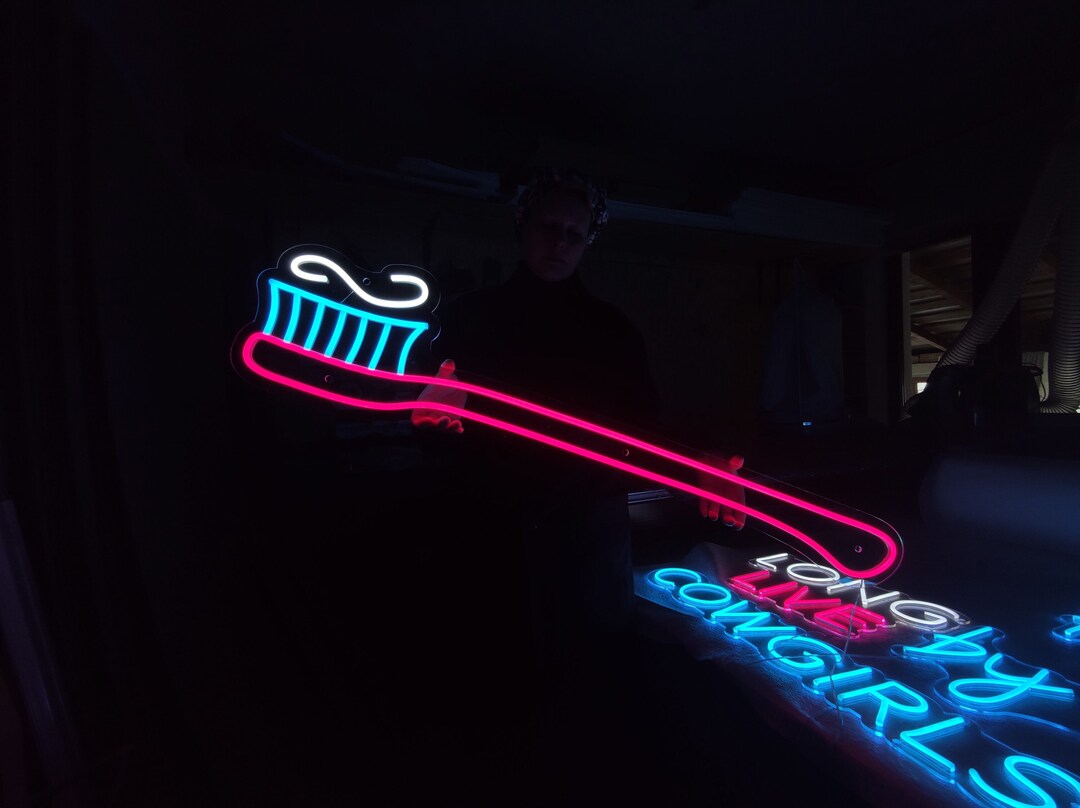 Toothbrush Neon Sign, Teeth Cleaning Led Neon, Dentist Led Light ...