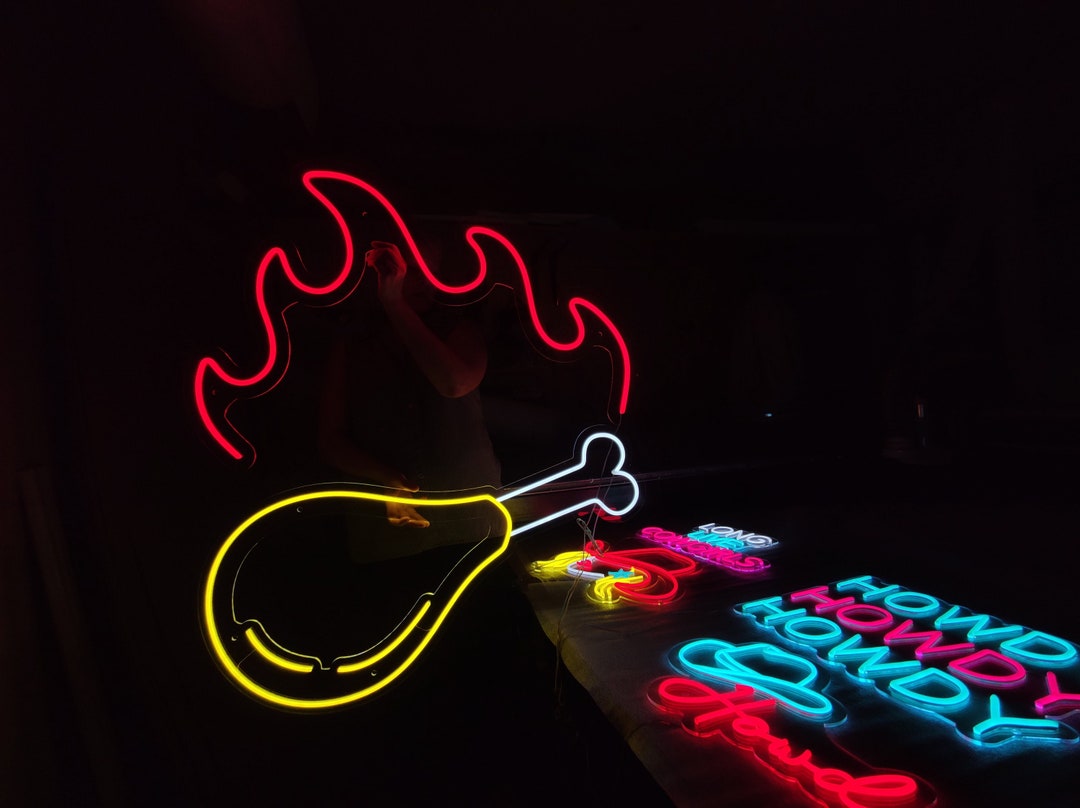 Chicken Neon Sign, Chicken Leg Neon Light, Fried Chicken Leg Light Sign ...