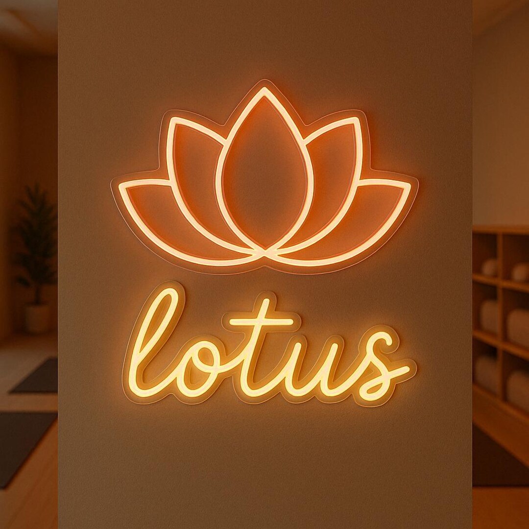 Lotus Neon Sign., LED Flower Sign. Meditation Room Decor. Custom Yoga ...