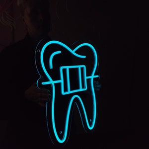 Tooth With a Brace Neon Sign Teeth Braces Led Neon Dental - Etsy