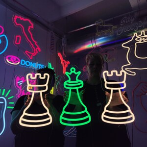 Chess Rook Neon Sign, Chess Club Led Light Sign, Custom Chess Pieces ...