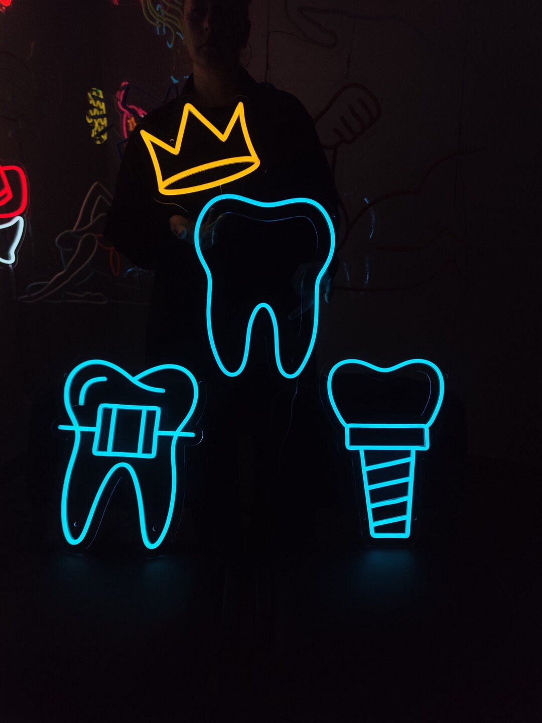 Tooth Neon Sign Tooth With a Crown Led Neon Medicine Led - Etsy