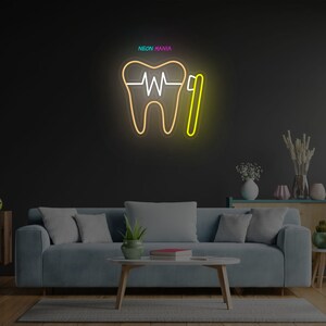 Tooth and Toothbrush Neon Sign: Light up Your Dental Clinic. Dentist ...