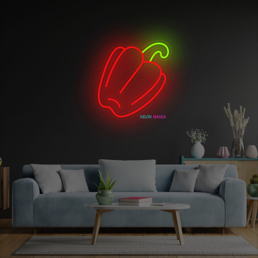 Pepper Neon Sign Vegetables Led Light for Kitchen Custom - Etsy