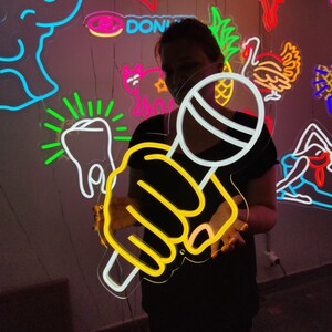 Microphone Neon Sign, Karaoke Led Light, Stand up Show Led Light ...