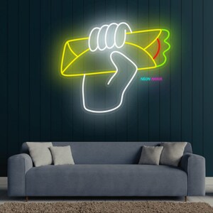 Shawarma in the Hand Neon Sign, Doner Kebab Take Away Led Sign, Pita ...