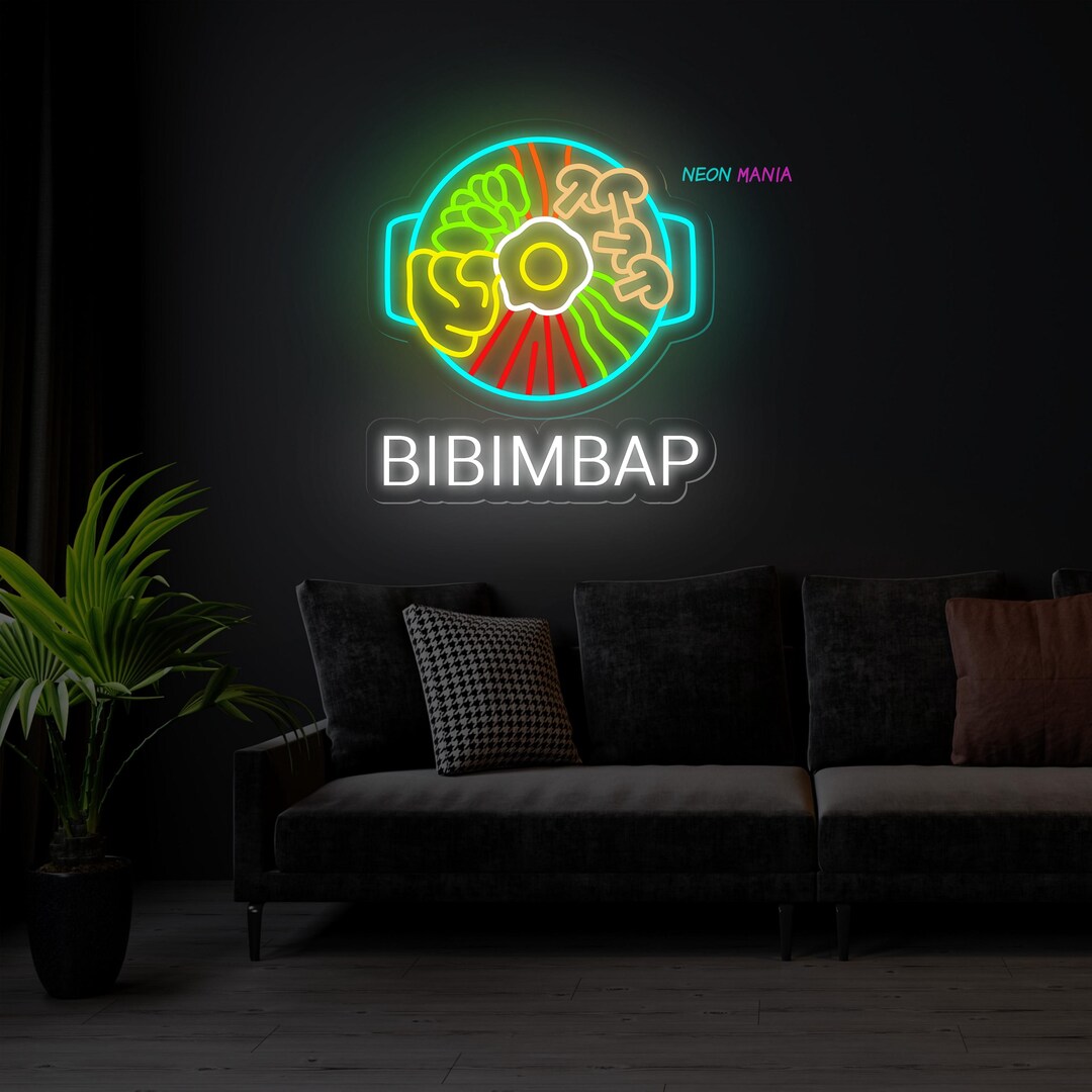 Bibimbap LED Neon Sign. Korean Rice Dish Led Neon. Rice With Meat and ...