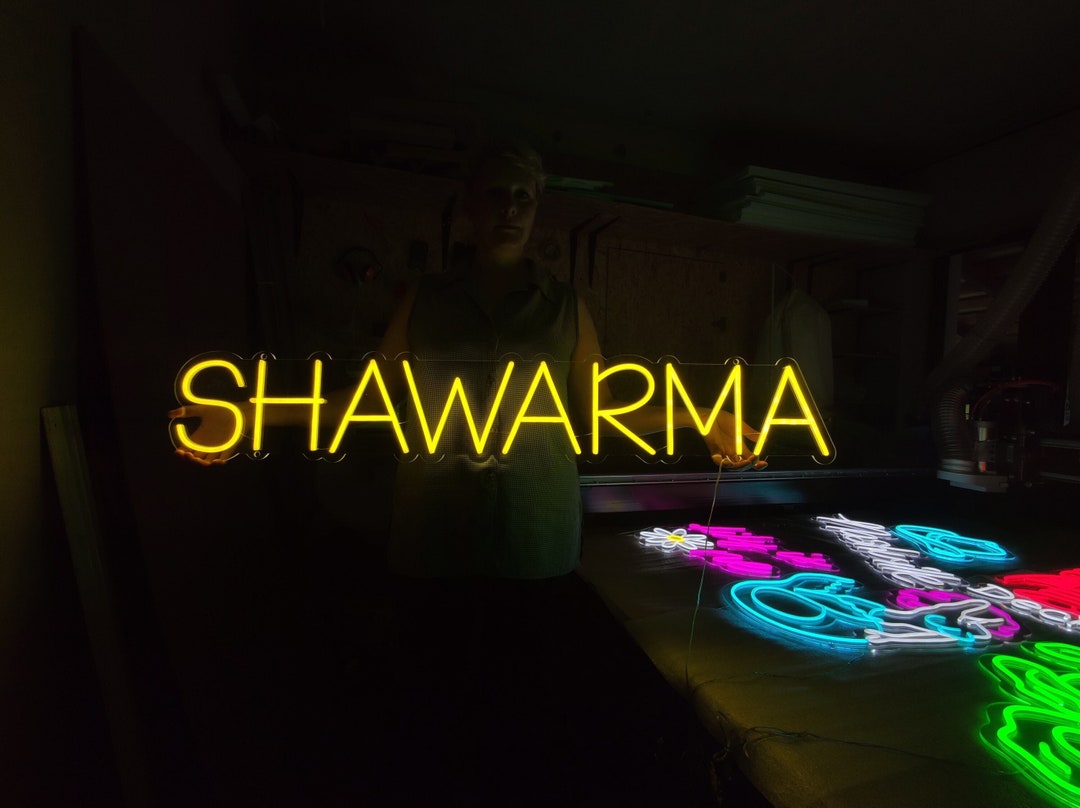 Shawarma Neon Sign, Doner Kebab Led Sign, Pita Led Light, Custom Text ...