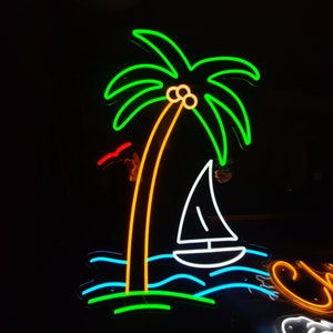 Island Neon Sign, Desert Island Led Light, Palm Tree Led Sign, Boat ...