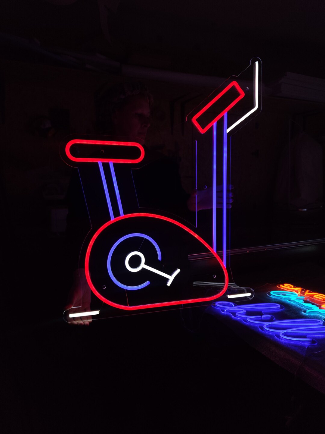 Exercise Bike Neon Sign, Indoor Cycling Led Neon, Hometrainer Led Light ...