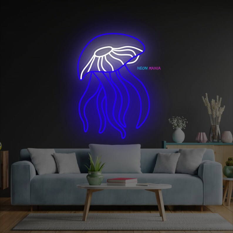 Jellyfish Neon Sign Swimming Medusa Neon Light Marine Led - Etsy
