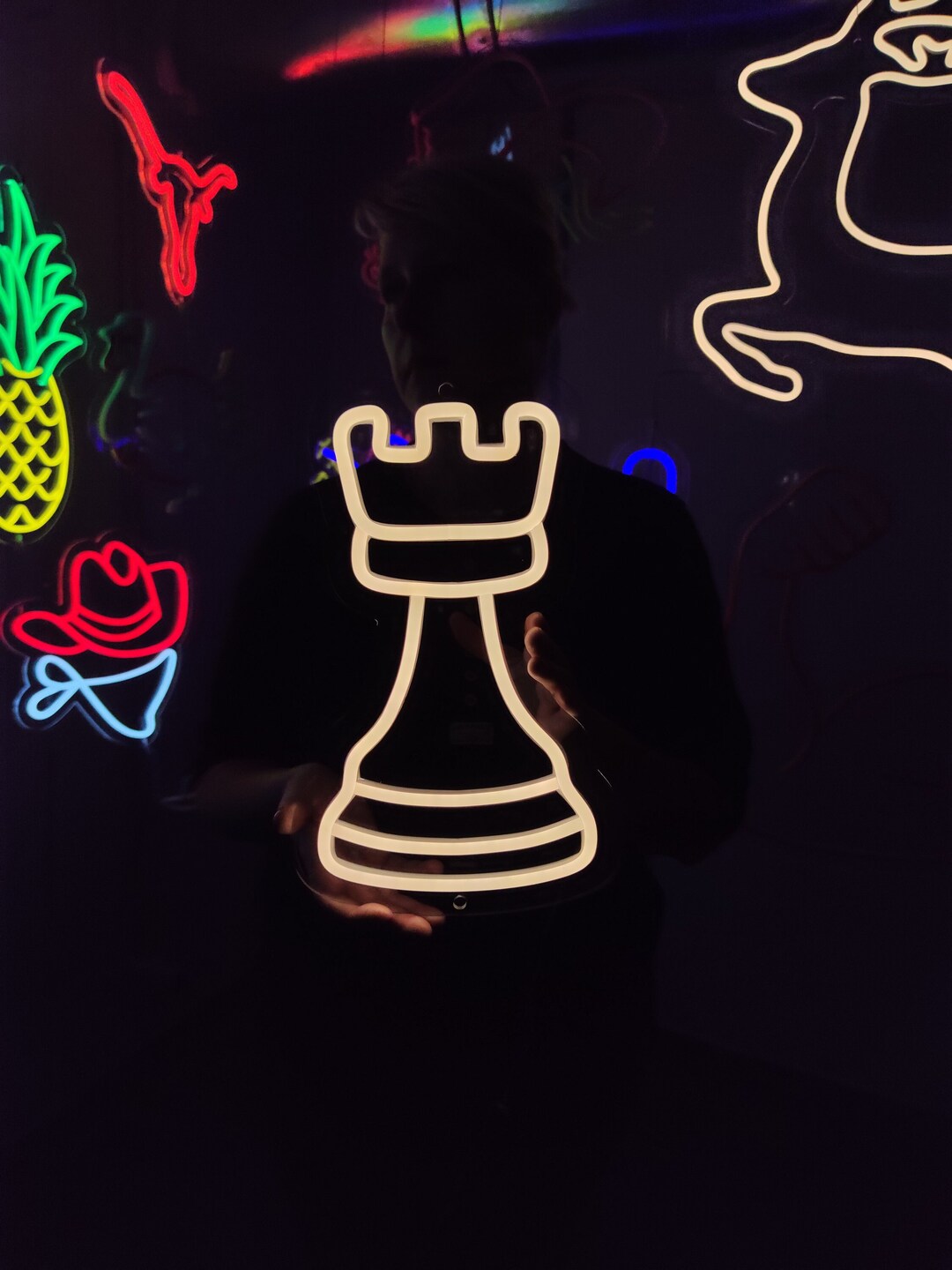Chess Rook Neon Sign, Chess Club Led Light Sign, Custom Chess Pieces ...