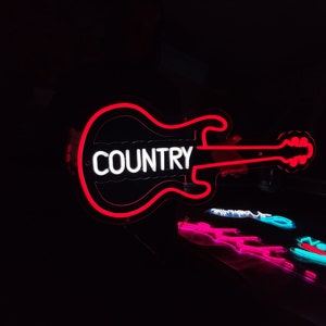Country Neon Sign, the Guitar Led Sign, Western Decor Sign, Custom Bar ...