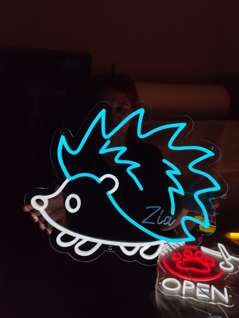 Hedgehog Neon Sign, Animal Led Sign, Custom Cute Hedgehog Wall Decor ...