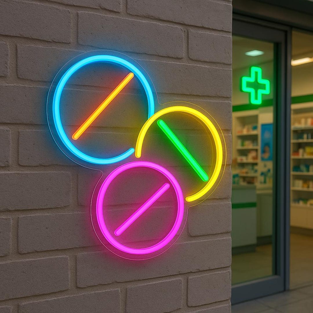 Pill Neon Sign. Pharmacy LED Decor. Medical Drug Light Sign. Pill and ...