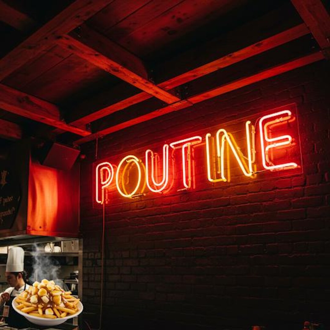 Poutine LED Neon Sign. Traditional Canadian Cuisine LED Sign. French ...