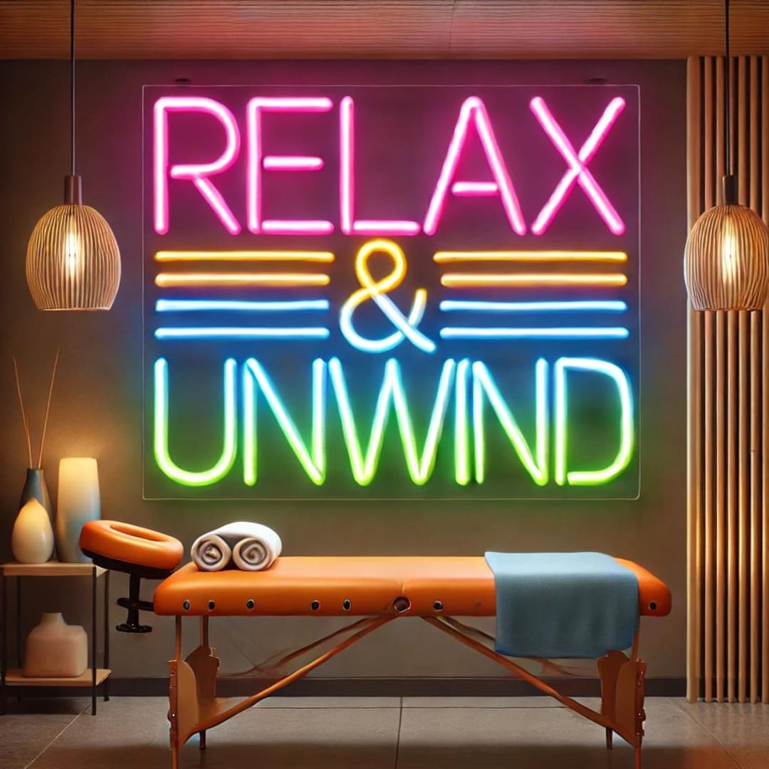 Custom Massage Neon Sign. Relax and Unwind, Breathe Relax Heal, Let the ...
