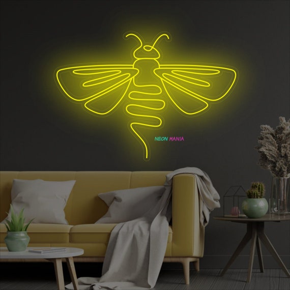 Bee Neon Sign Bee Led Neon Light Api Honeybee Led Night - Etsy