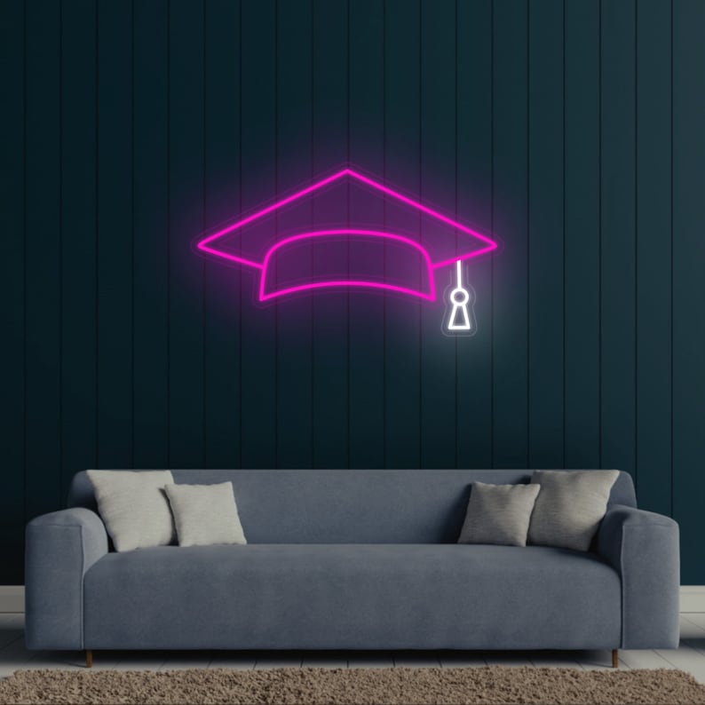 Square Academic Cap Neon Sign, Graduation Cap Sign, Custom Accessory ...