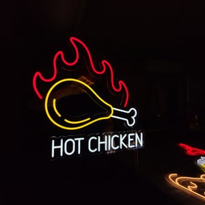 Hot Chicken Neon Sign, Chicken Leg Neon Light, Fried Chicken Leg Light ...