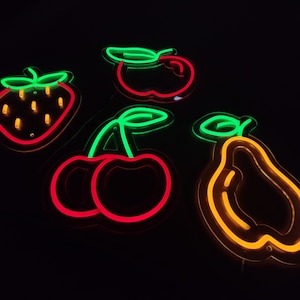 Fruit Neon Sign, Berry Led Light for Kitchen Decor, Custom Strawberries ...